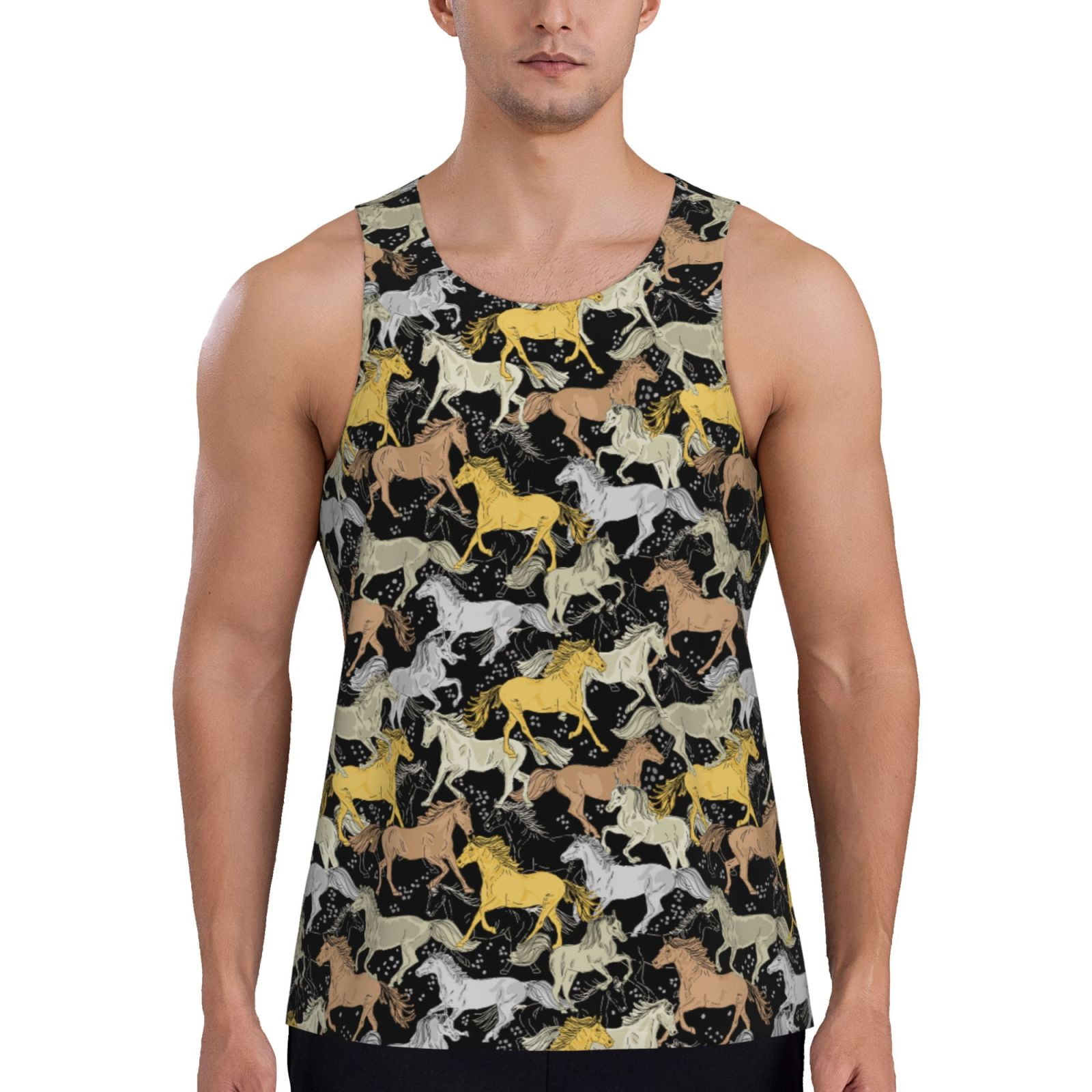 Daiia The running horses Printed Men's Quick Dry Fit Muscle Tank Top ...