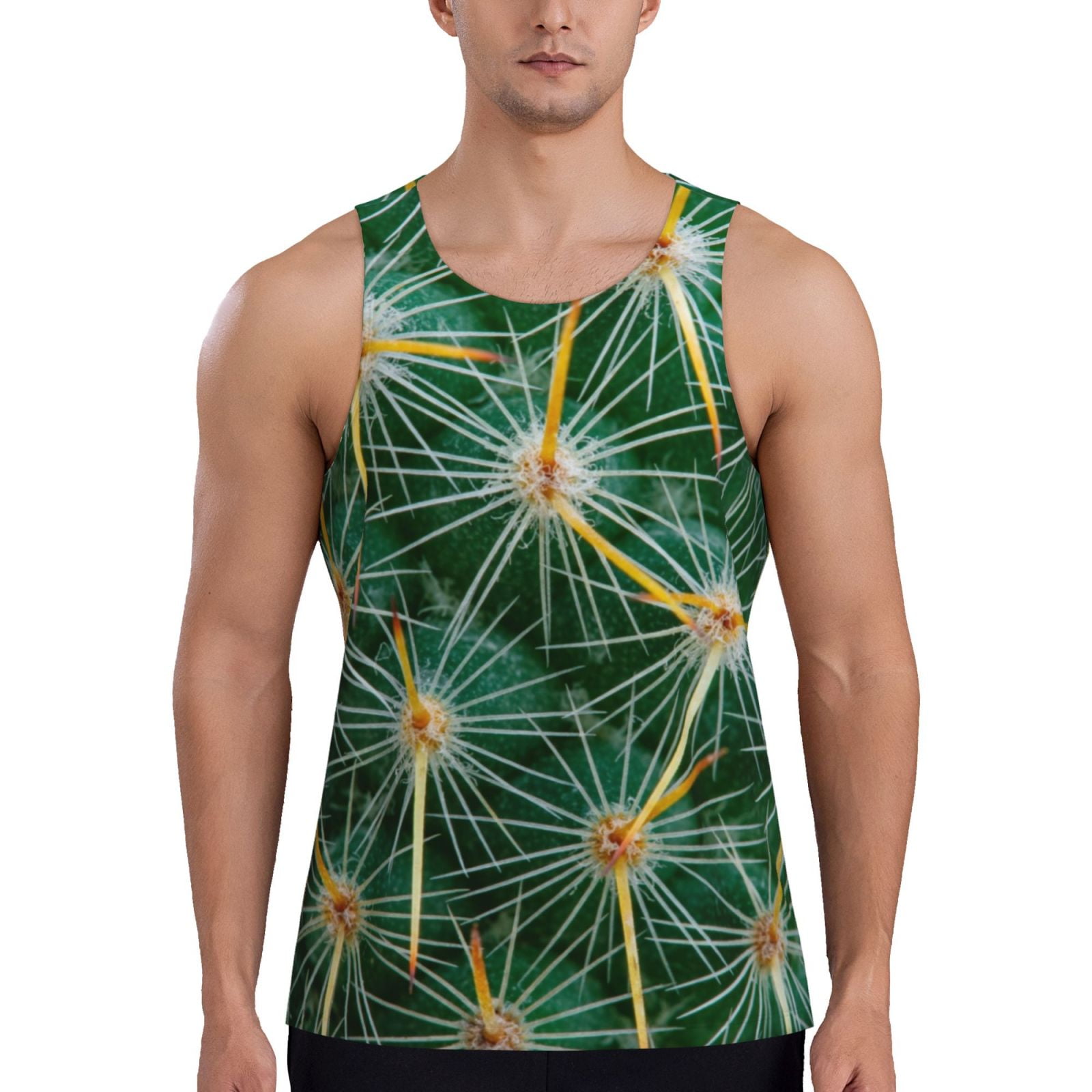 Daiia Thorns Of Macro Cactus Printed Men's Quick Dry Fit Muscle Tank ...