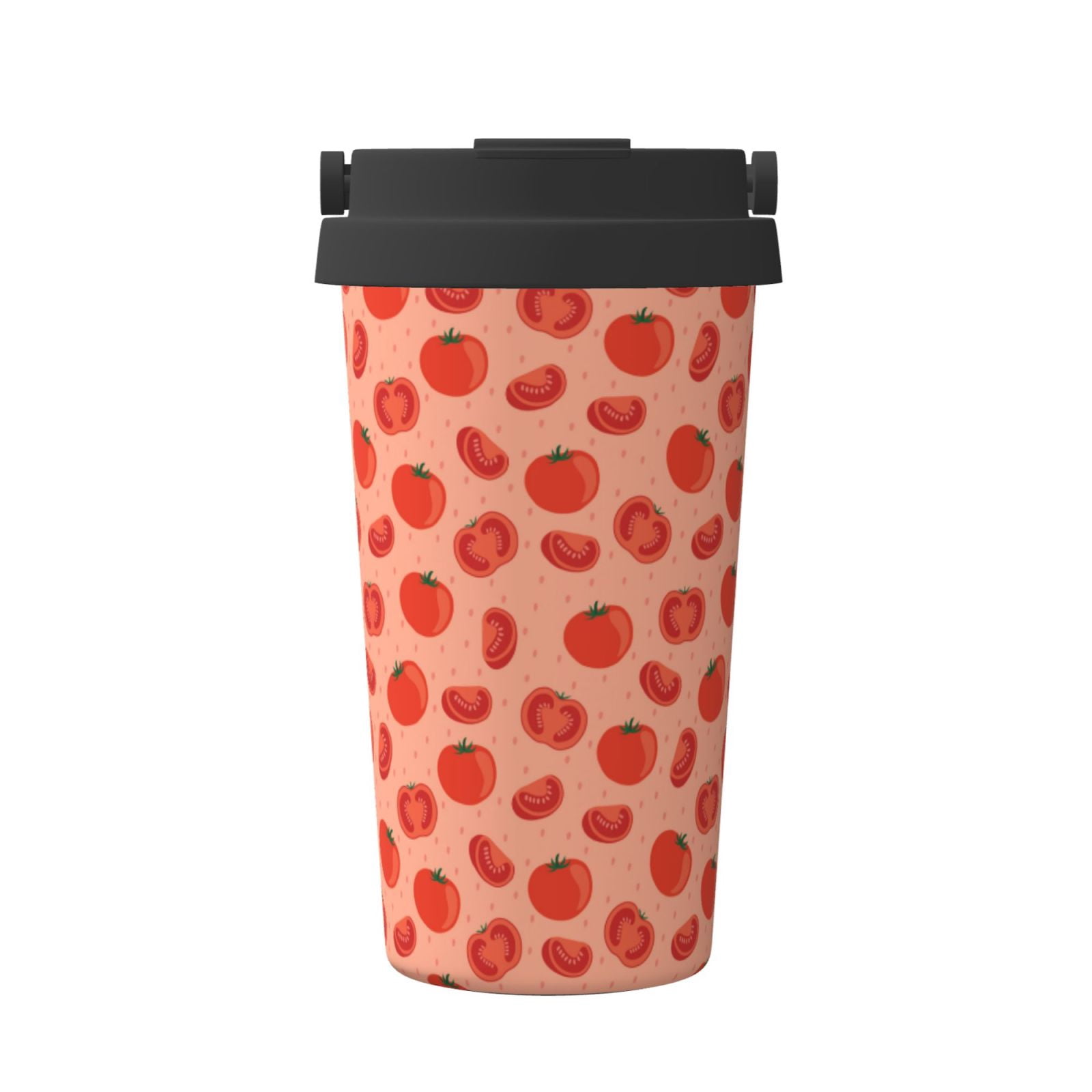 Daiia Tomato Printed Stainless Steel Tumbler with Lid and Straw, Double ...