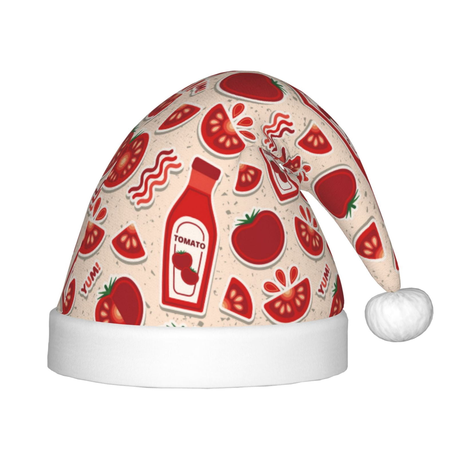 Daiia Tomatoes Print Christmas Knitted Beanie Hat, Large Knit Hat Xmas ...