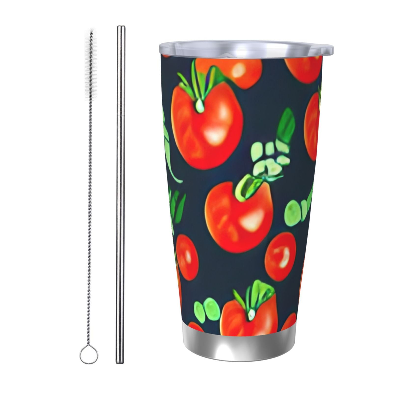 Daiia Tomatoes Printed 20oz Insulated Coffee Cup with Straw Topper ...