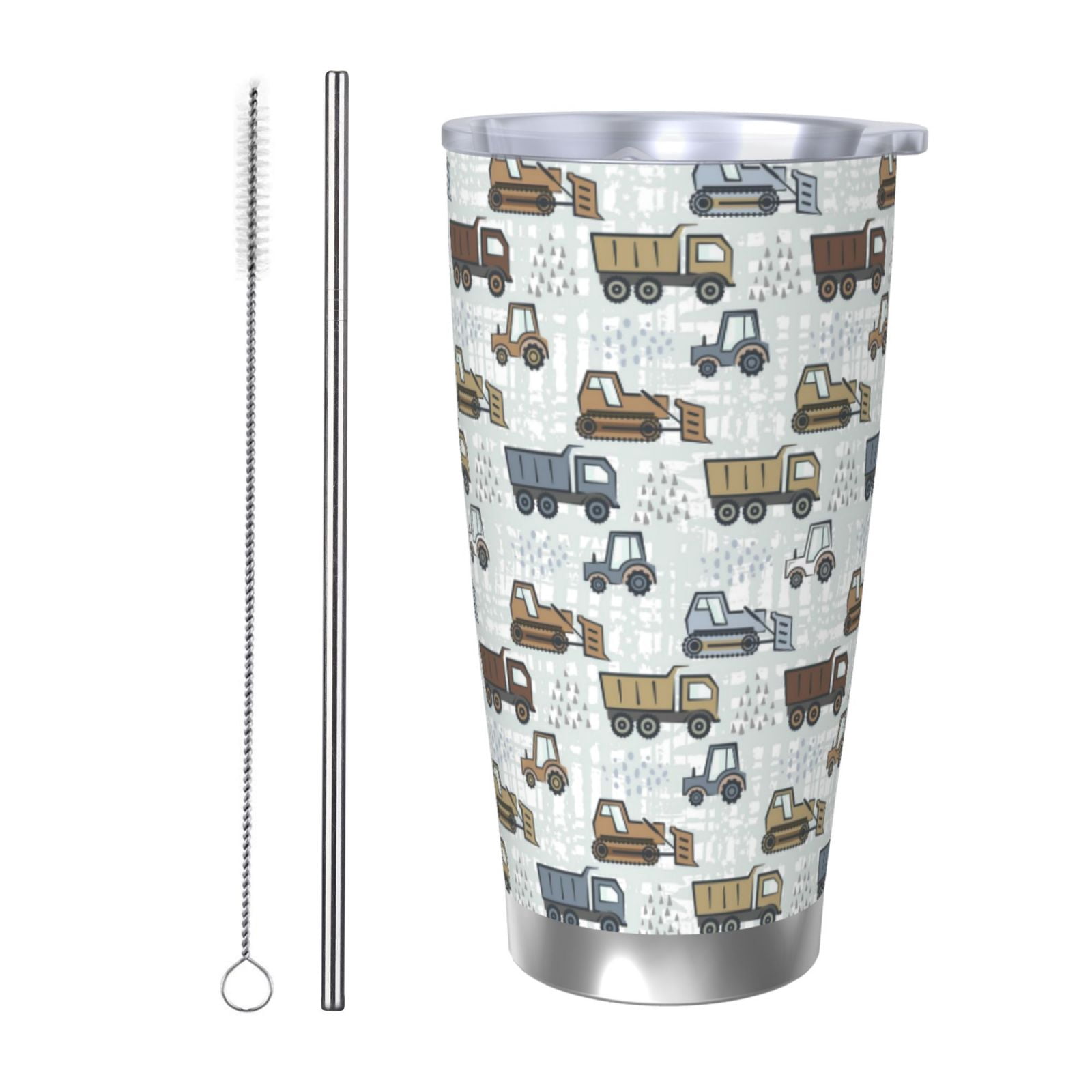Daiia Tractor and Dumper Printed 20oz Insulated Coffee Cup with Straw ...