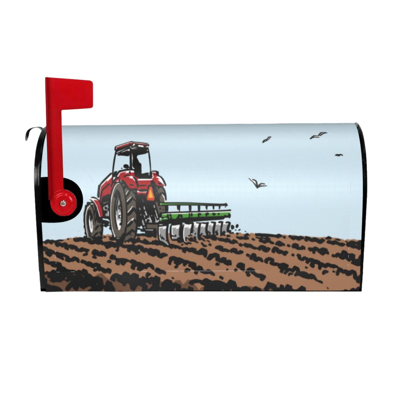 Daiia Tractor plowing a field Pattern Mailbox Cover , Magnetic Welcome ...