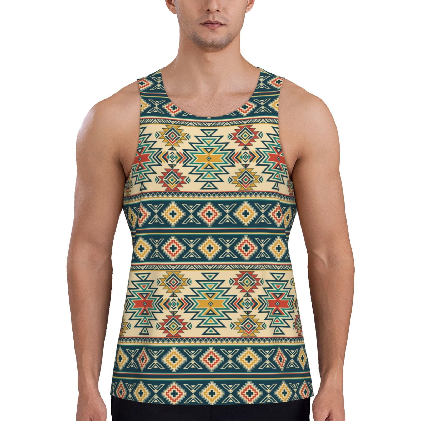 Daiia Traditional Tribal Aztec1 Printed Men's Quick Dry Fit Muscle Tank ...