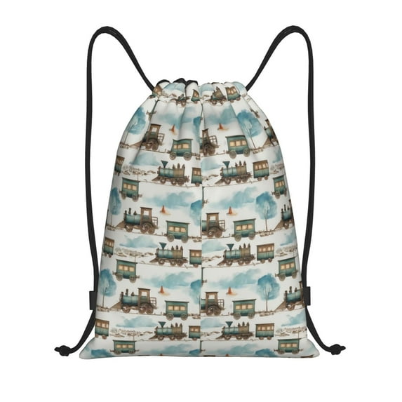 Daiia Transport Train Pattern Drawstring Backpack, Gym Bag, Lightweight ...