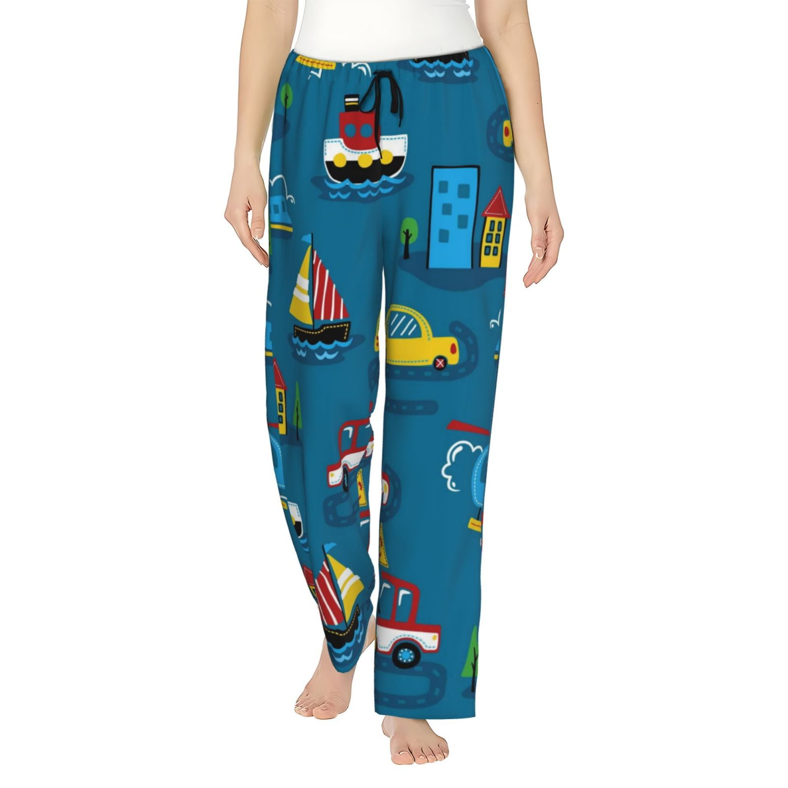 Daiia Transportations with Buildings Women's Sleep Pant with Pockets ...