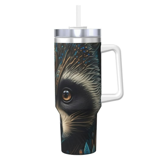 Daiia Tribal Style Raccoon Printed 40 oz Tumbler with Handle,Ice Bully ...