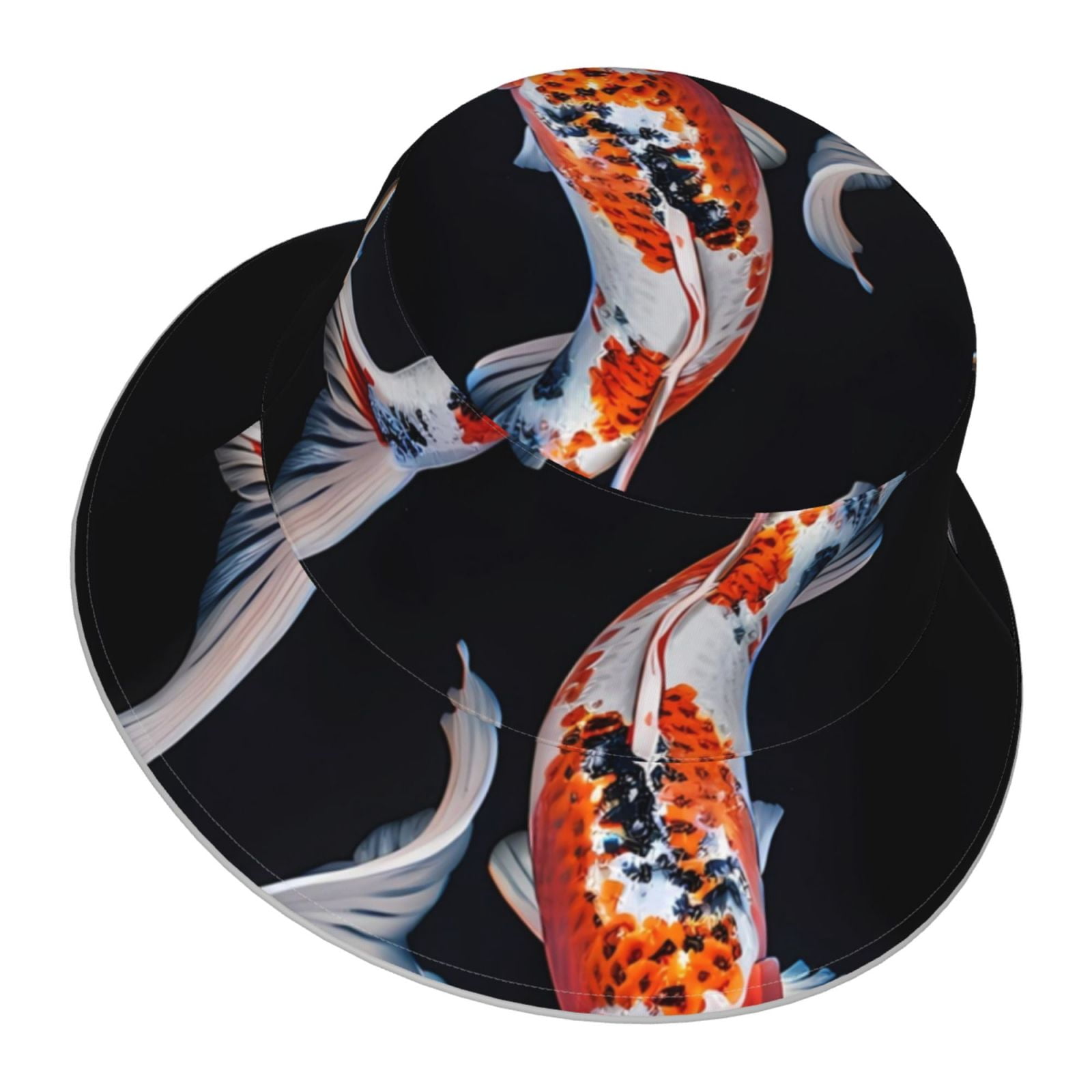 Daiia Tricolor Koi Fish Trio Pattern Bucket Hat - Trendy Cotton Sun Hat ...