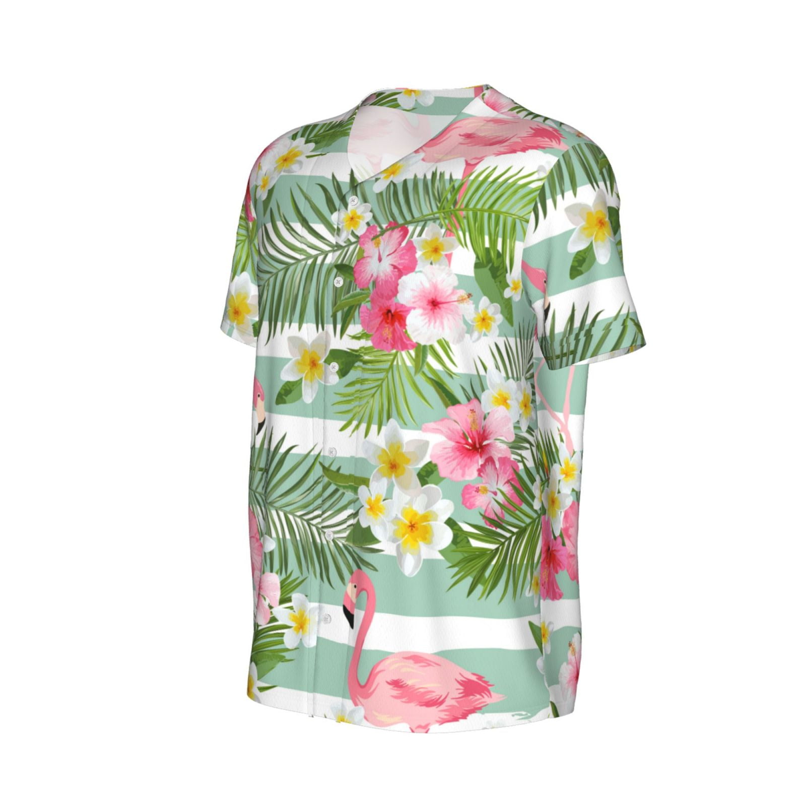 Daiia Tropical Flamingo Mens Baseball Jersey Button Down Shirts Short ...