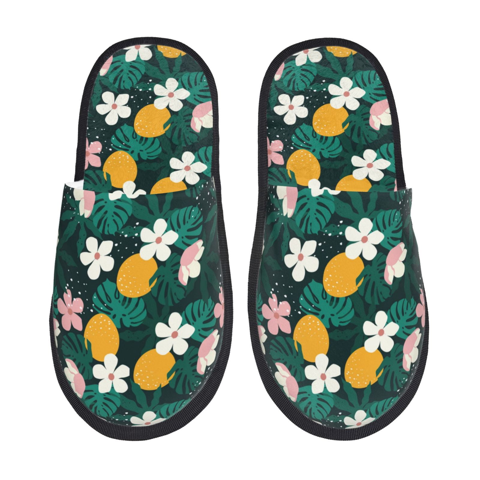 Daiia Tropical Fruit Pattern Furry Slippers for Women and Men, Soft ...