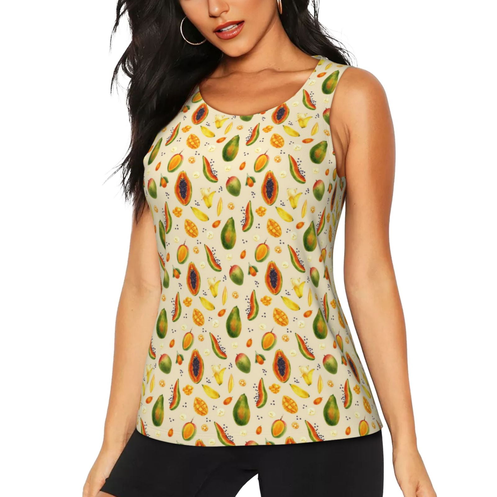 Daiia Tropical Fruits Printed Womens Workout Tops for Women Quick-dry ...