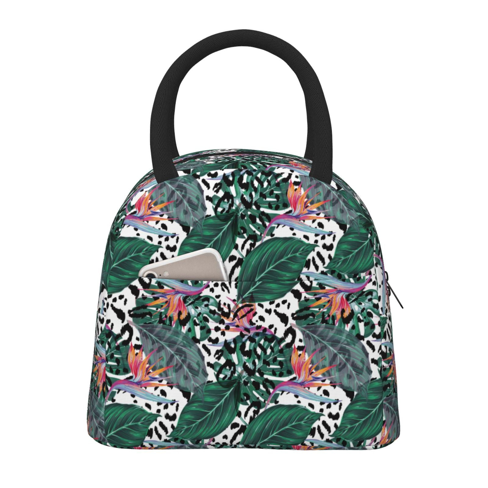 Daiia Tropical Leaves Pattern Lunch Bag , Insulated Lunch Box, Small ...