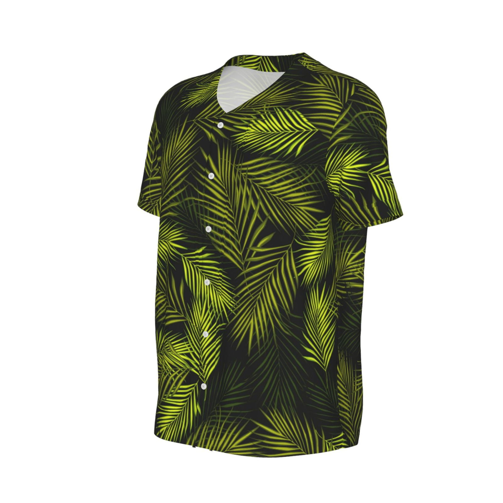Daiia Tropical Palm Leaves Fern Leaf Mens Baseball Jersey Button Down ...