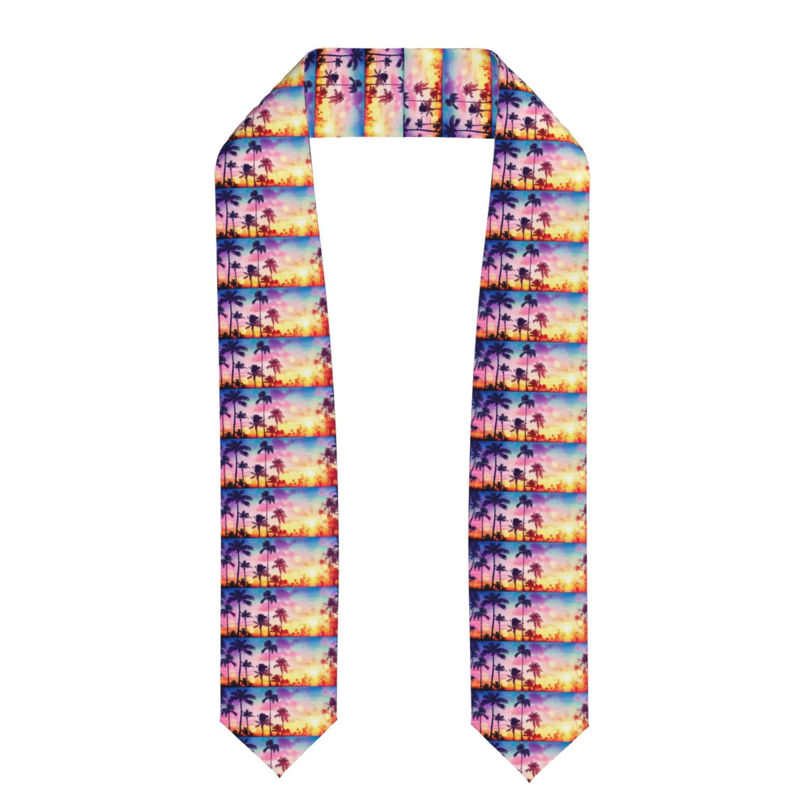 Daiia Tropical Palm Tree at Sunset Pattern Graduation Shawl Stole ...