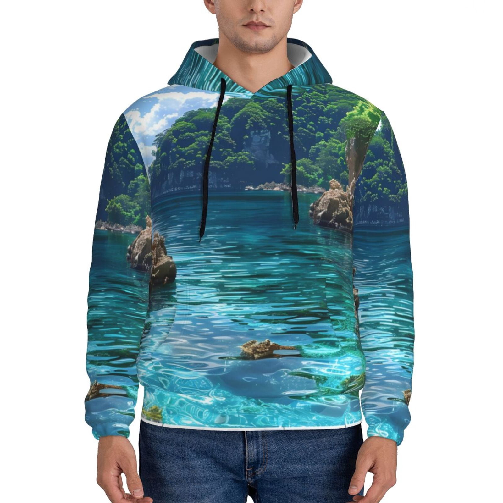 Daiia Tropical Paradise Window View for Men's Fashion Hoodies ...