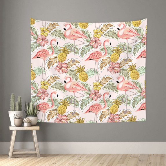 Daiia Tropical Pink Flamingo Pineapple Pattern Tapestry 60x51 Inches ...