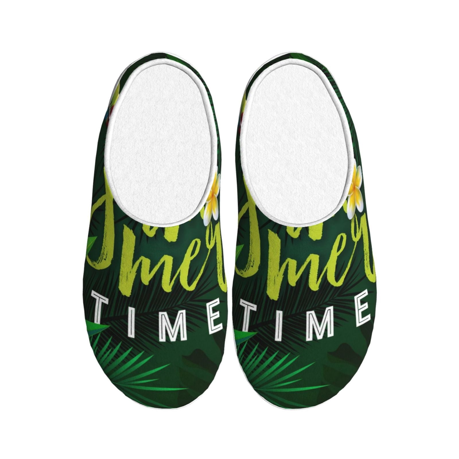 Daiia Tropical Summer Vibes Print Women’s Fuzzy Slippers Memory Foam ...