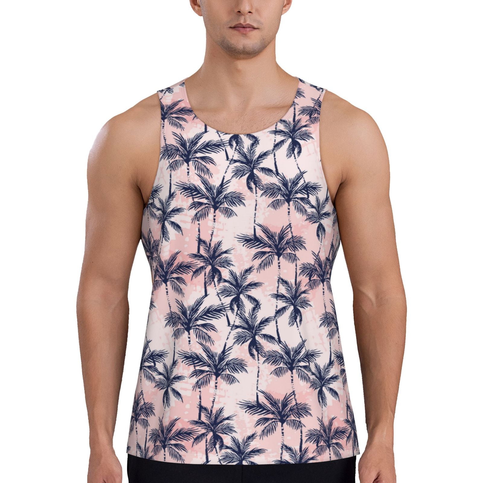 Daiia Tropics Palm Trees Printed Men's Quick Dry Fit Muscle Tank Top ...