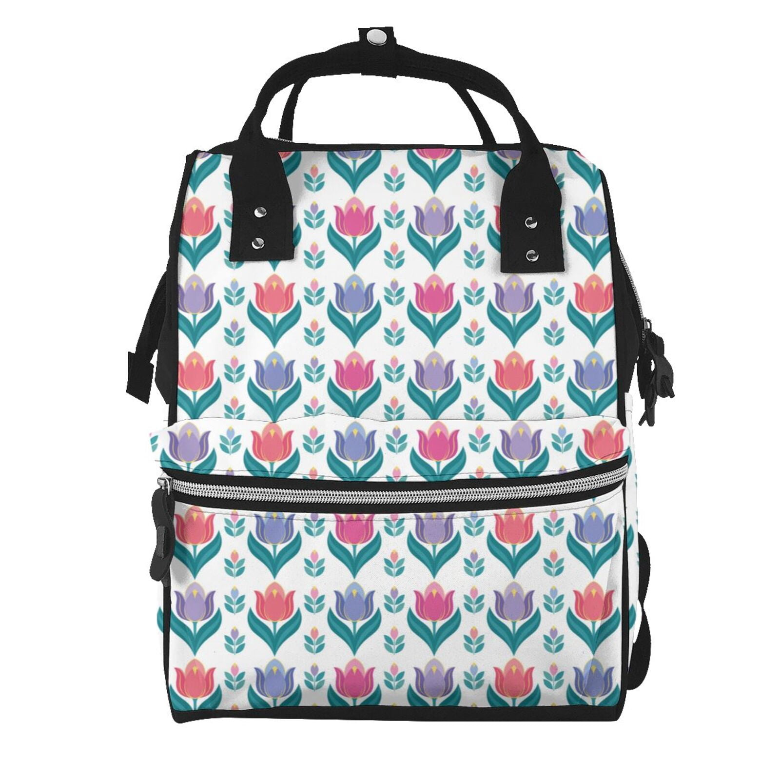 Daiia Tulips Flowers Large Capacity Baby Bag Waterproof Stylish Diaper ...