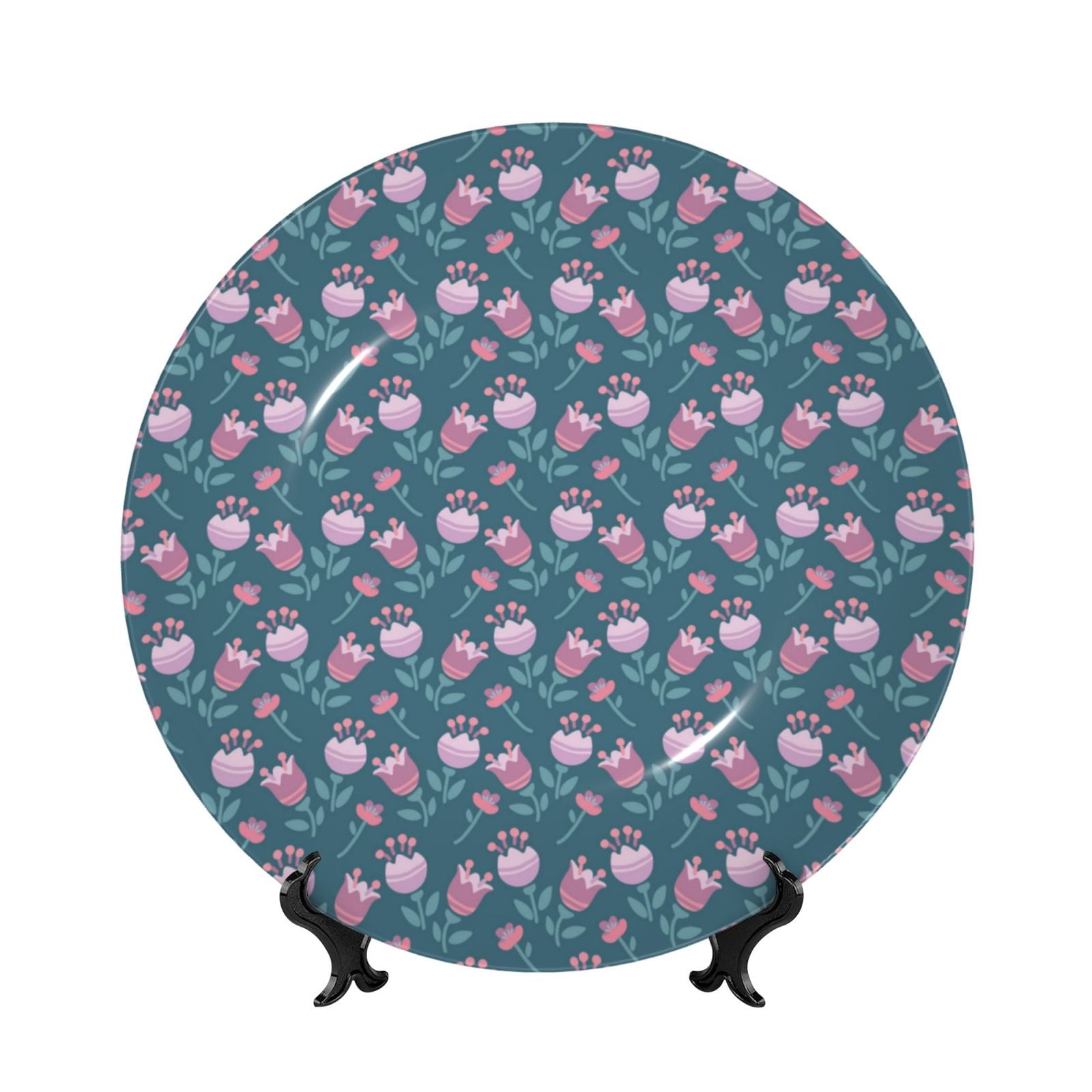 Daiia Tulips Flowers Printed Pattern Ceramic Plate Dinner Plates Bone ...