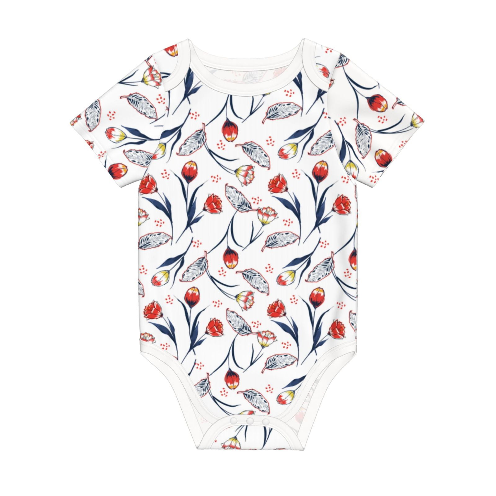 Daiia Tulips Flowers Printed Unisex-Baby Short Sleeve Onesies Bodysuits ...