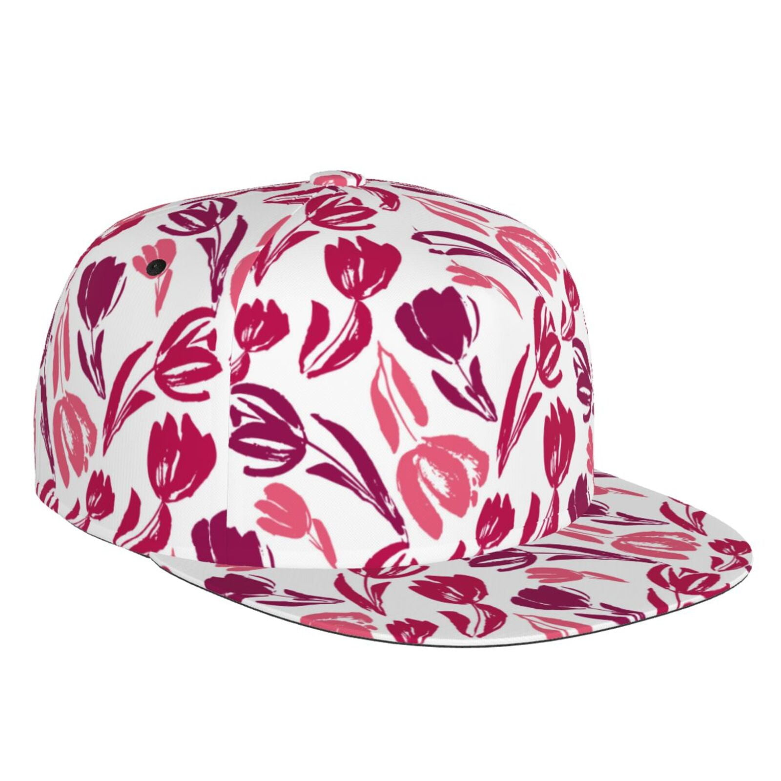 Daiia Tulips Flowers print Flat Bill Hats Flat Brim Trucker Cap ...