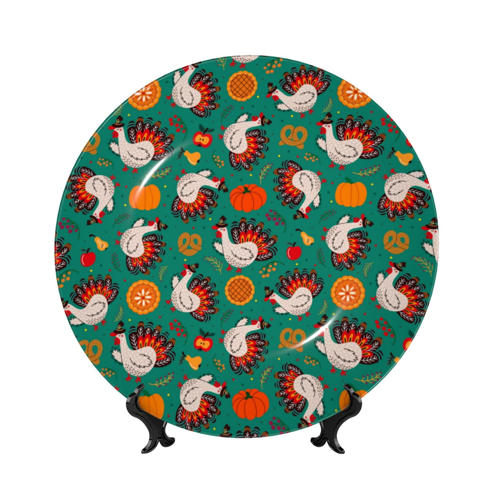 Daiia Turkey And Thanksgiving1 Printed Pattern Ceramic Plate Dinner ...