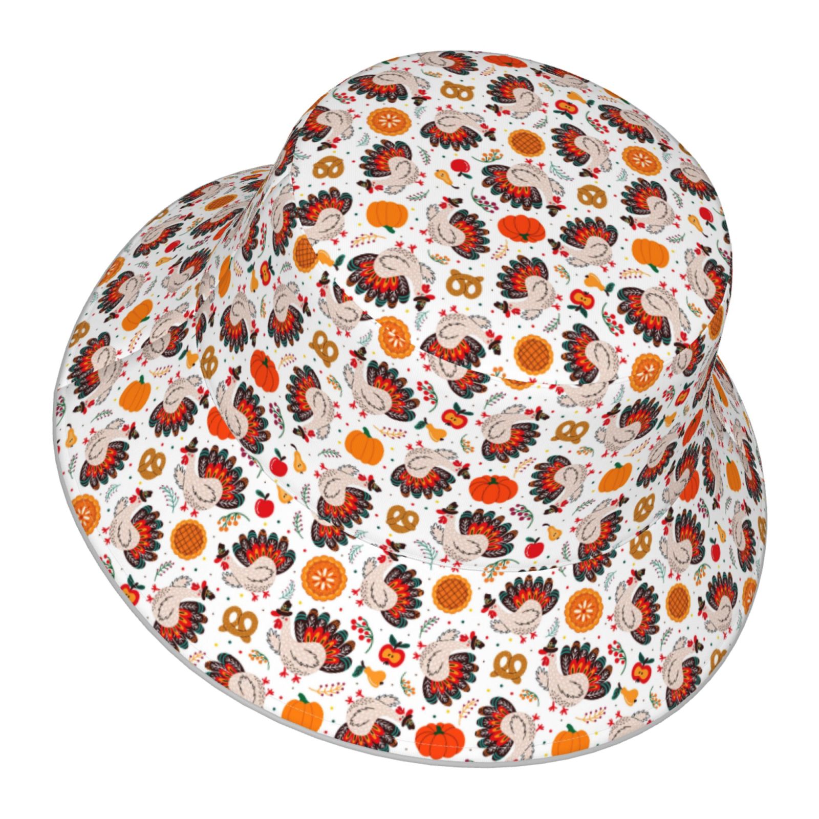 Daiia Turkey And Thanksgiving2 Pattern Bucket Hat - Trendy Cotton Sun ...