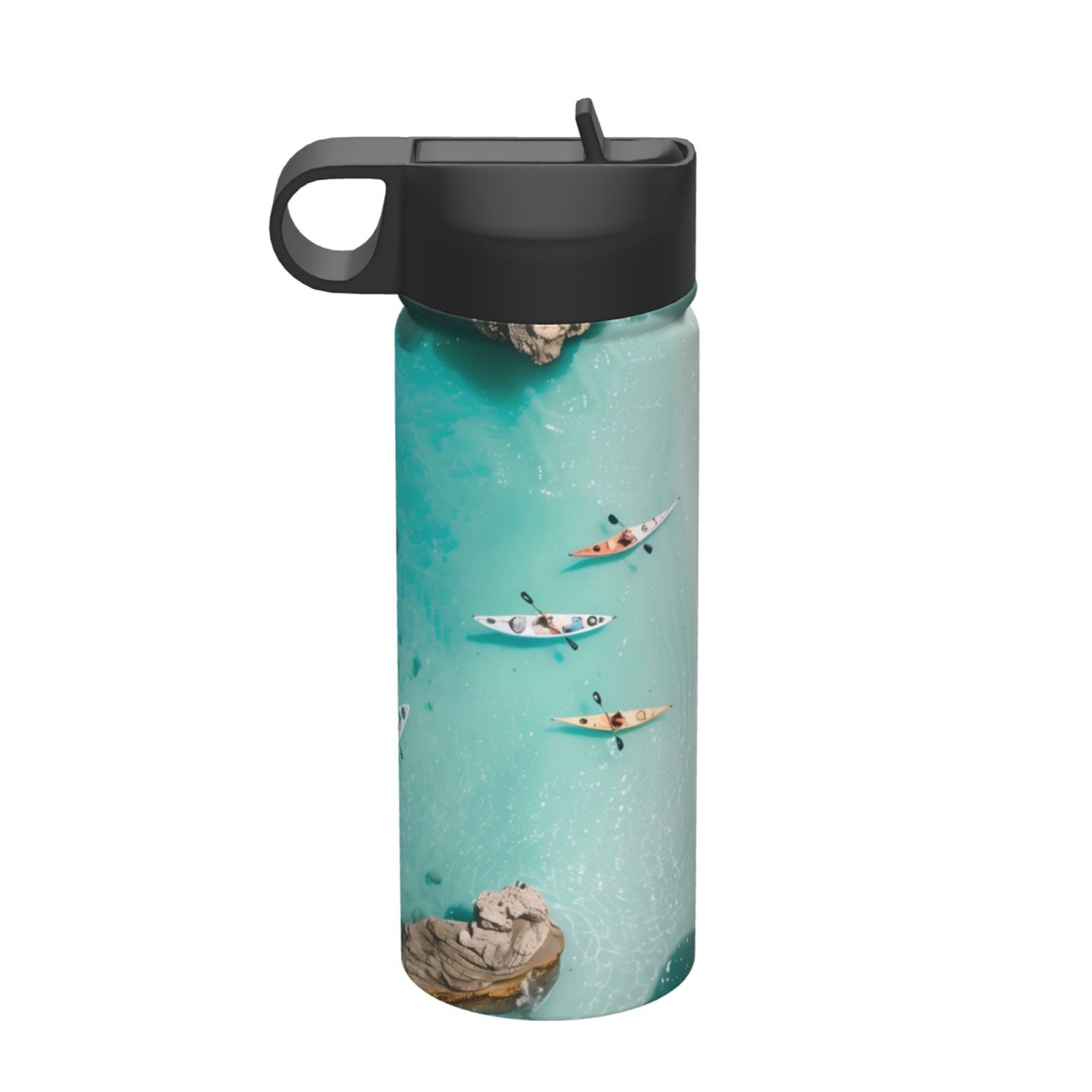 Daiia Turquoise Beach Kayaking Printed 18oz Sports Insulated Kettle ...