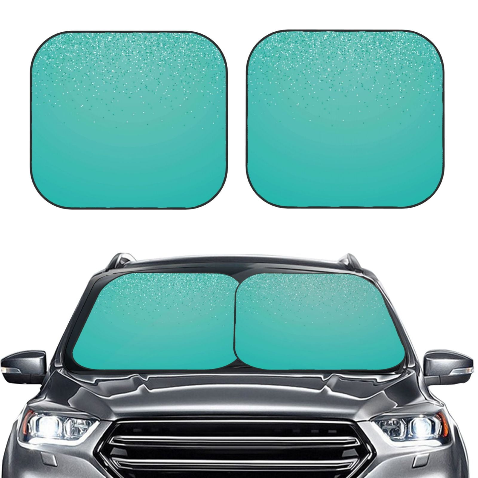 Daiia Turquoise Glitter 2PCS Car Windshield Sun Shade, Foldable Sun ...