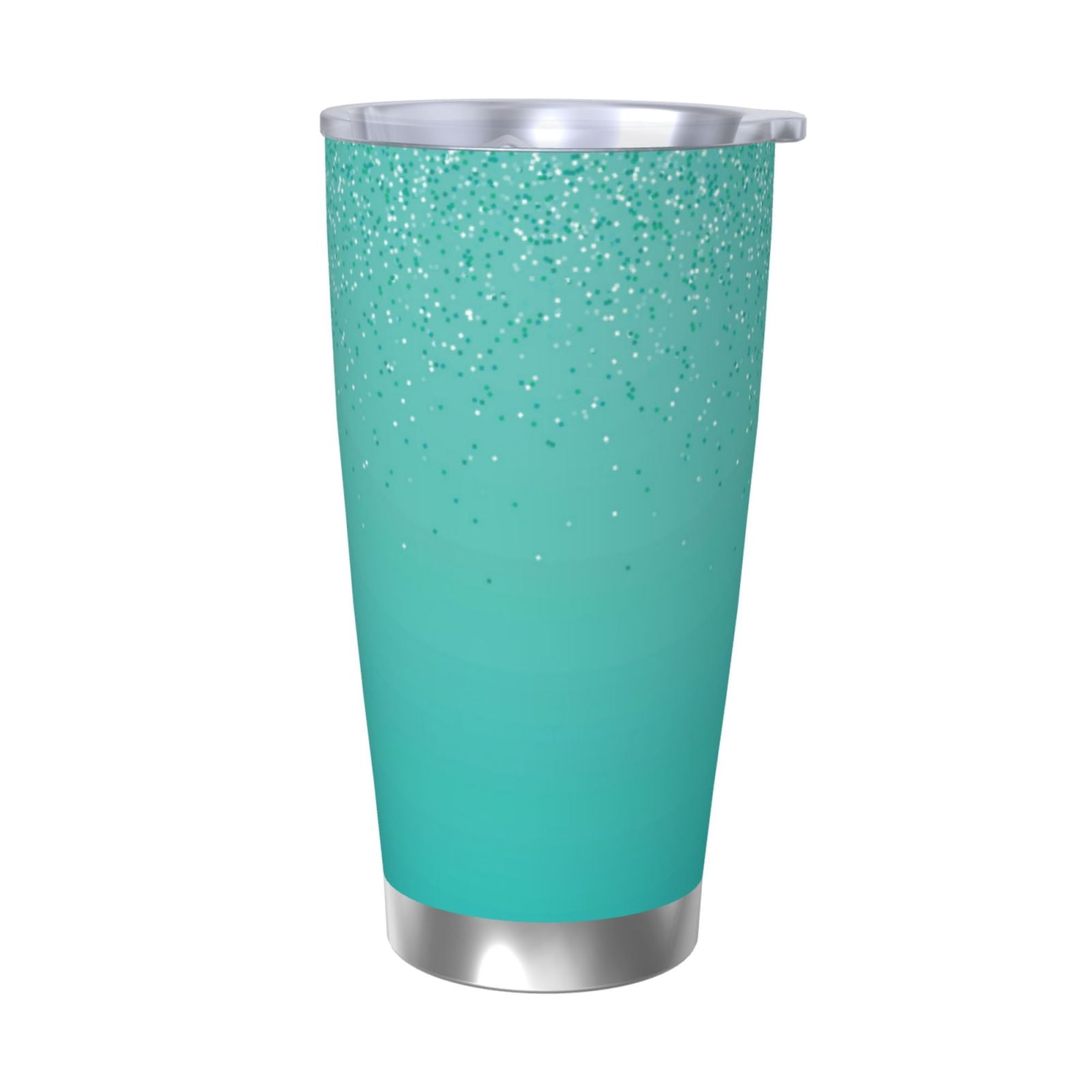 Daiia Turquoise Glitter Printed 20oz Insulated Coffee Cup with Straw ...