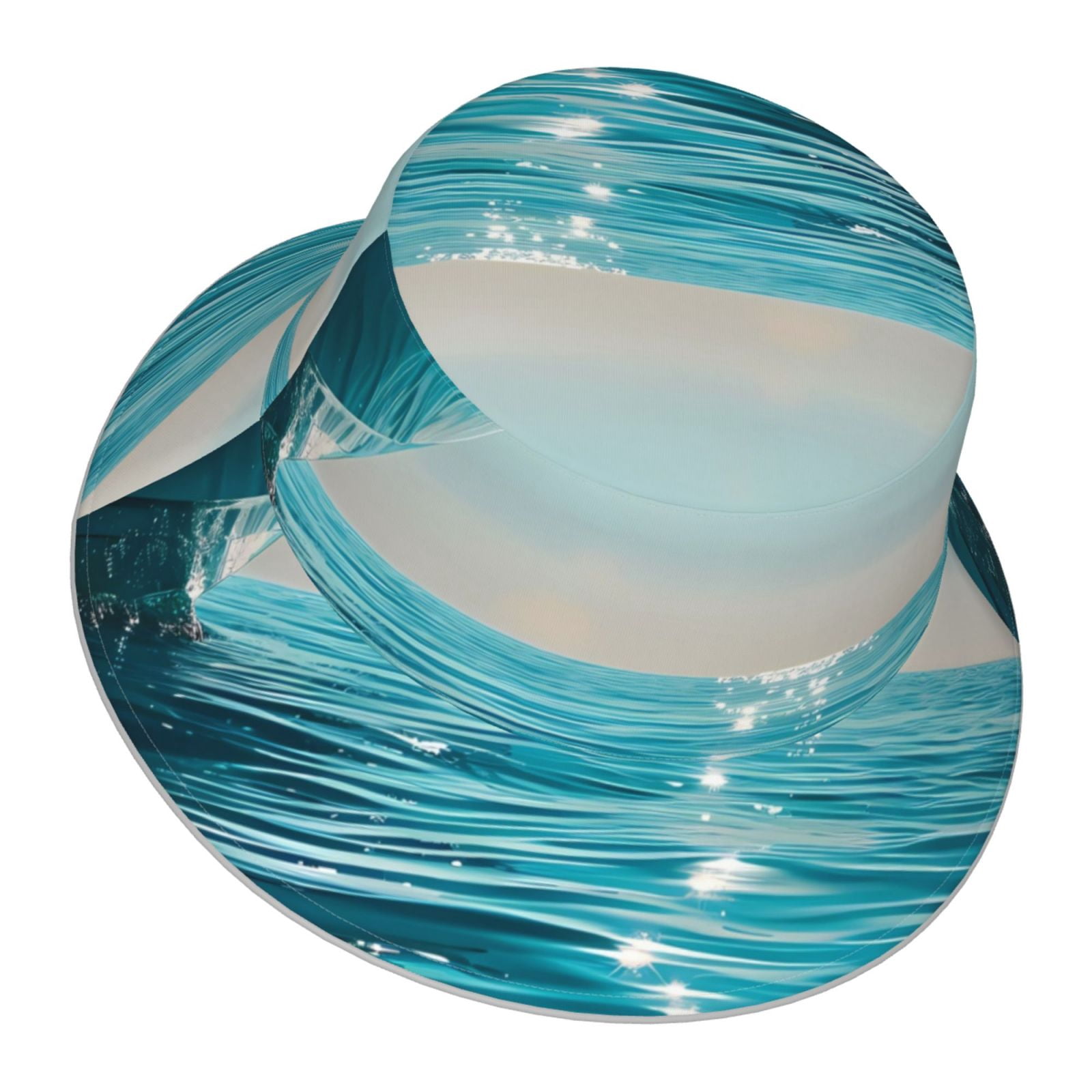 Daiia Turquoise Ocean Reflection Pattern Bucket Hat - Trendy Cotton Sun ...