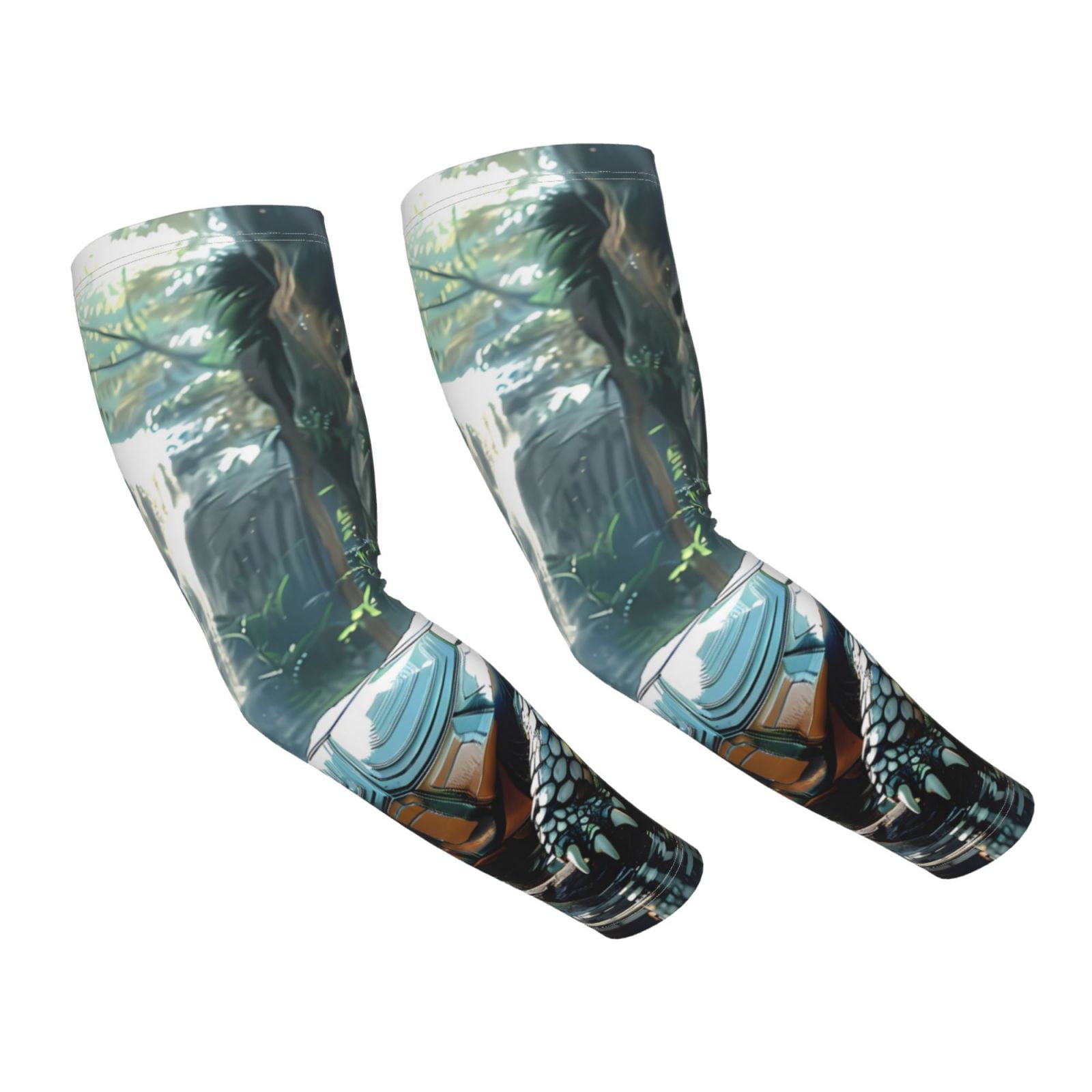 Daiia Turtle In Jungle Waterfall UV Sun Protection Arm Sleeves ...