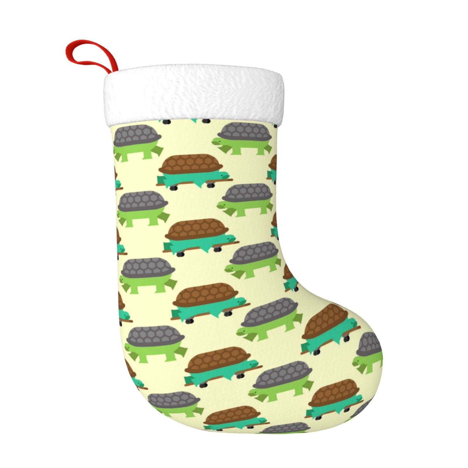 Daiia Turtle On Skateboard Print Christmas Stocking，18"Large Knitted ...