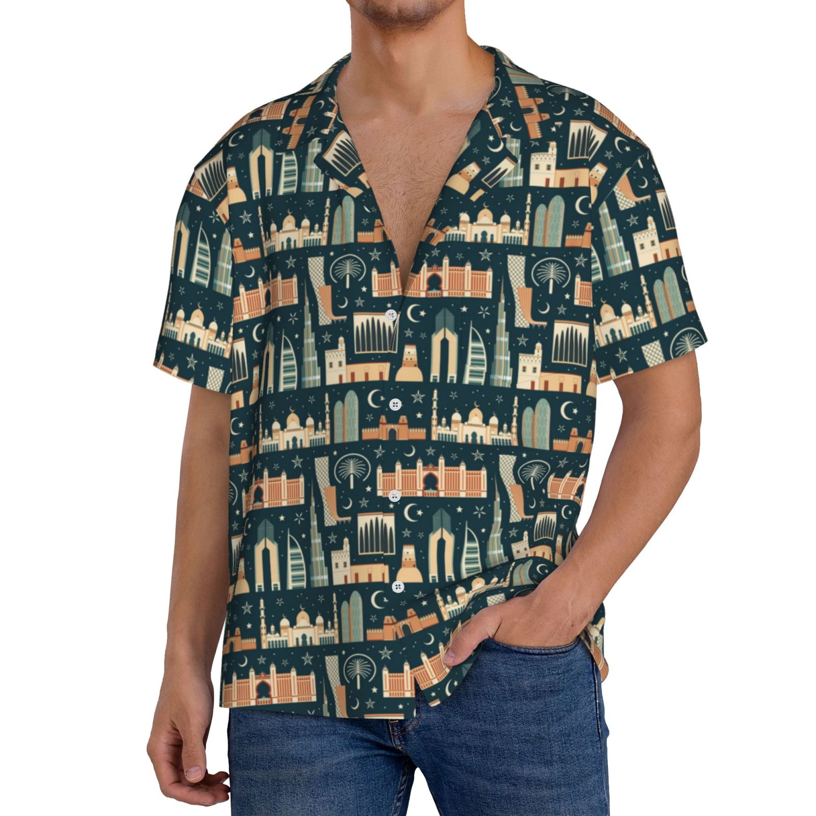 Daiia UAE Travel1 1 Men's Linen Shirts Short Sleeve Casual Shirts ...
