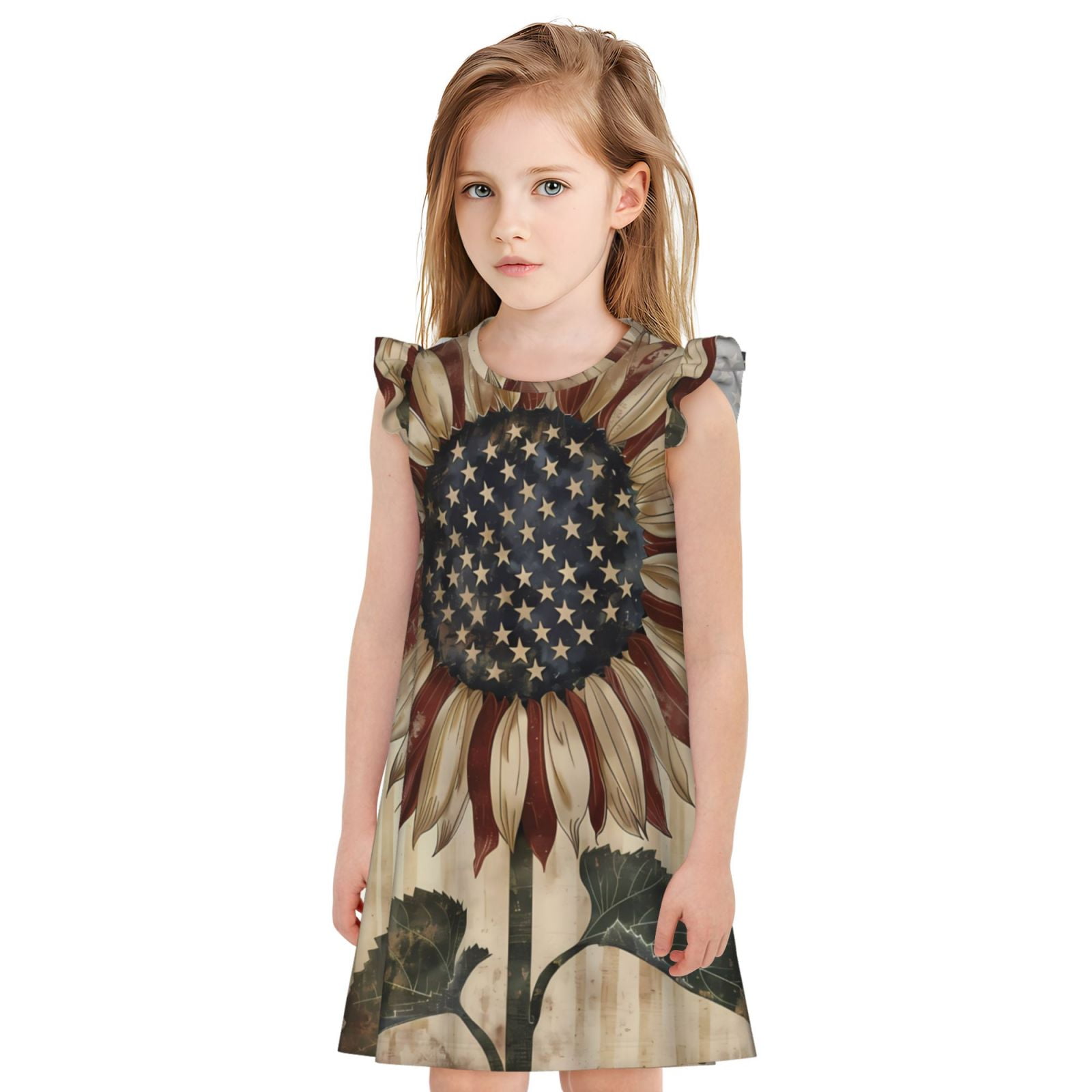 Daiia USA Sunflower Flag Print Girls Nightgowns, Unicorn Nightgown ...