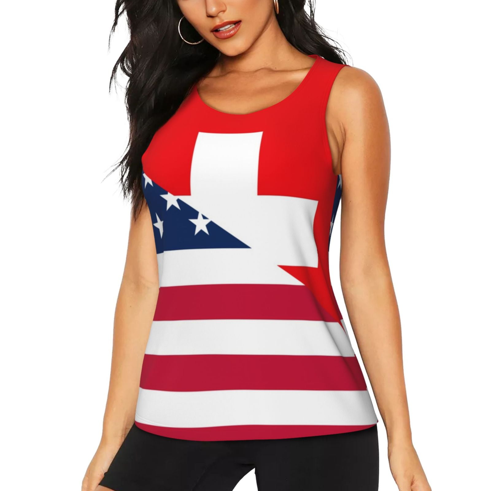 Daiia USA Switzerland Printed Womens Workout Tops for Women Quick-dry ...