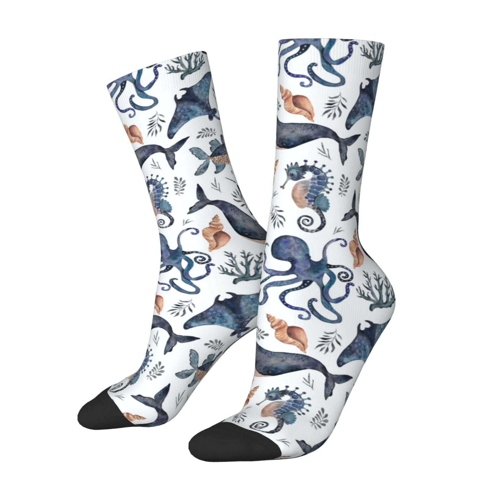 Daiia Underwater Animals 1 Print Crew Socks – Soft Breathable Long ...