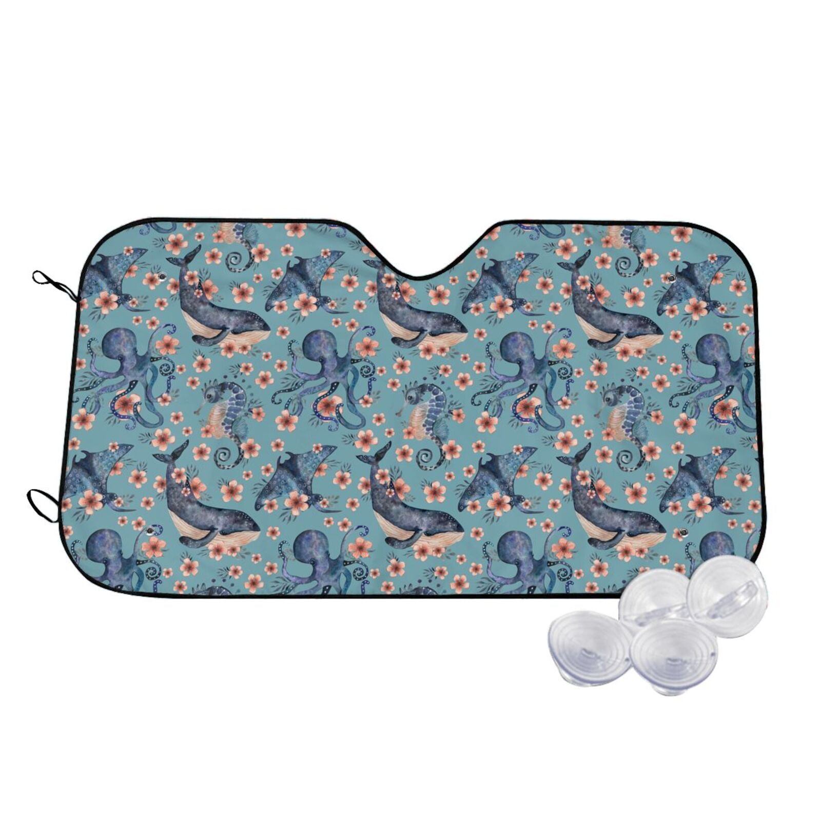 Daiia Underwater Animals and Flowers Windshield Sun Shade for Car SUV ...