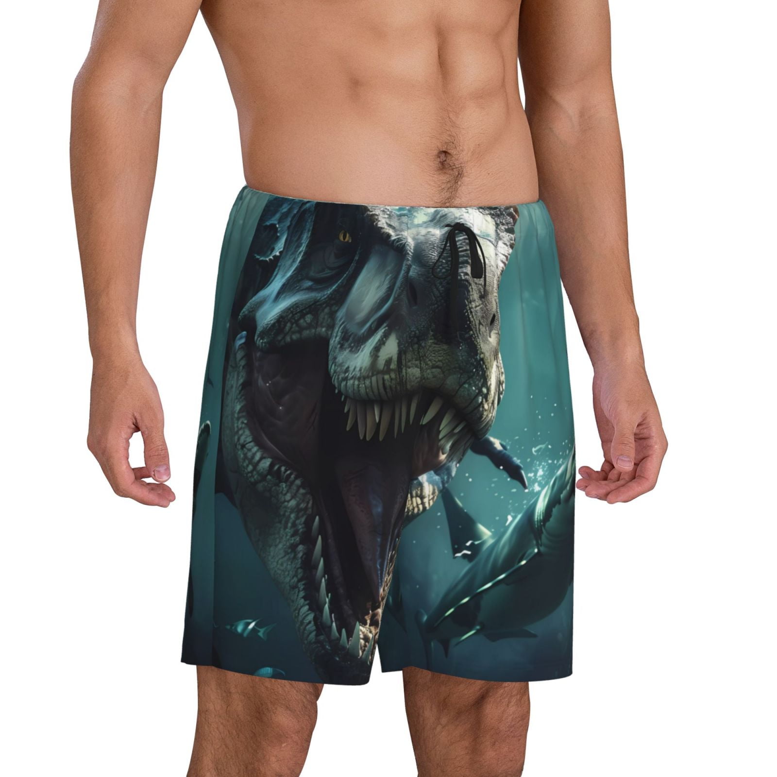 Daiia Underwater Dinosaur Shark Mens Woven Stretch Pajama Short,Short ...
