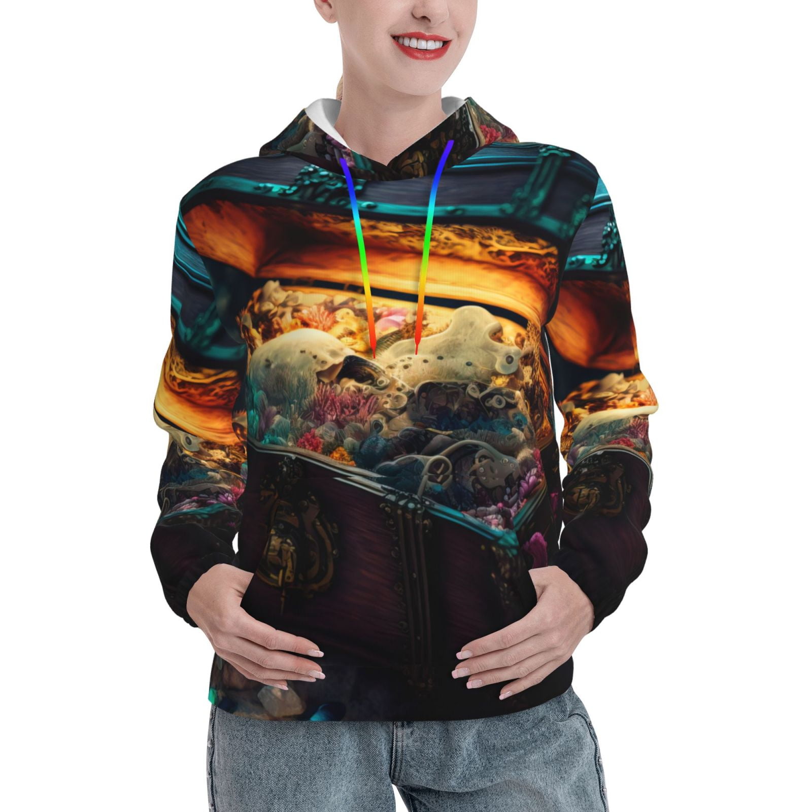 Daiia Underwater Treasure Chest Pattern Women's Fashion Hoodies ...