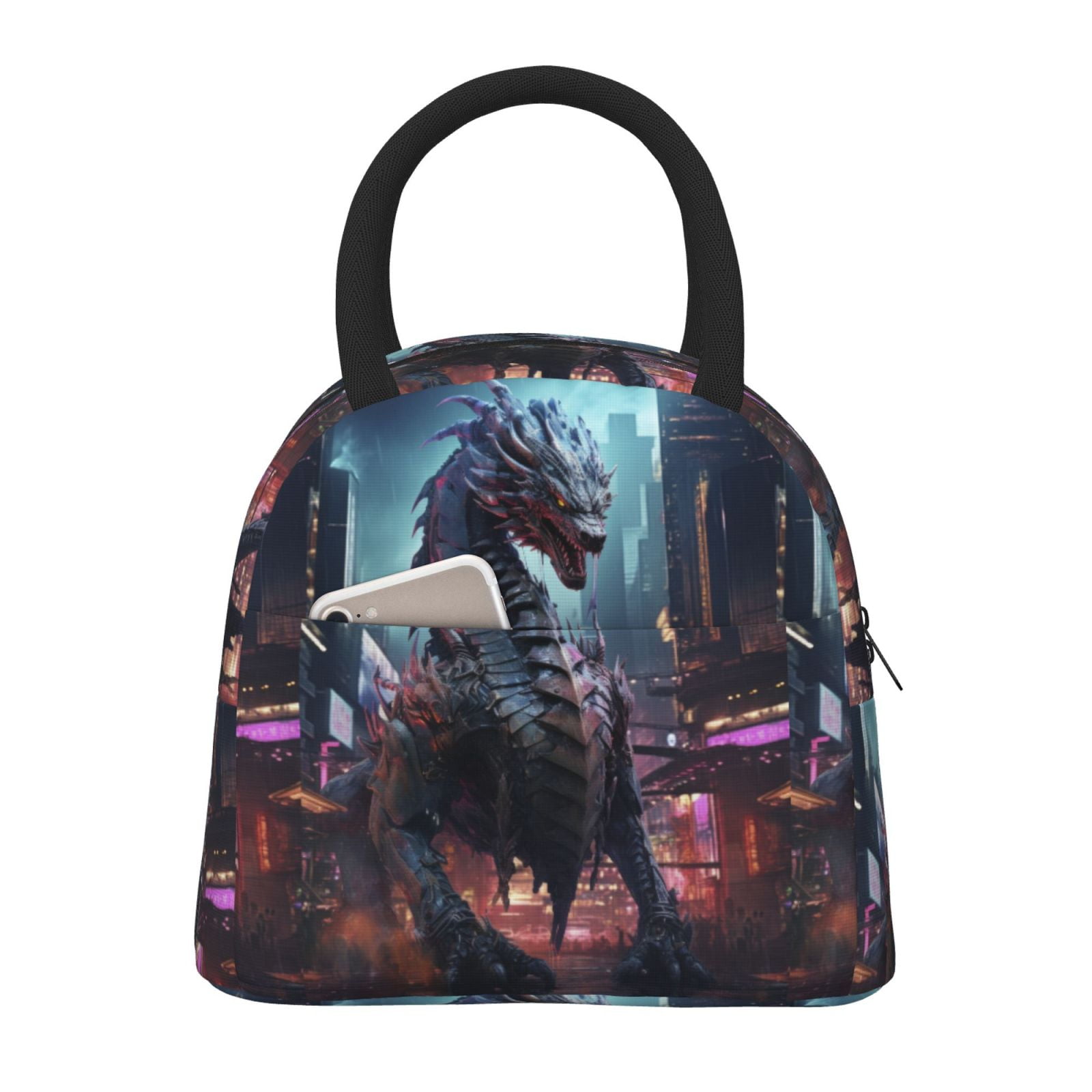 Daiia Urban Mechanical Dragon Pattern Lunch Bag , Insulated Lunch Box ...