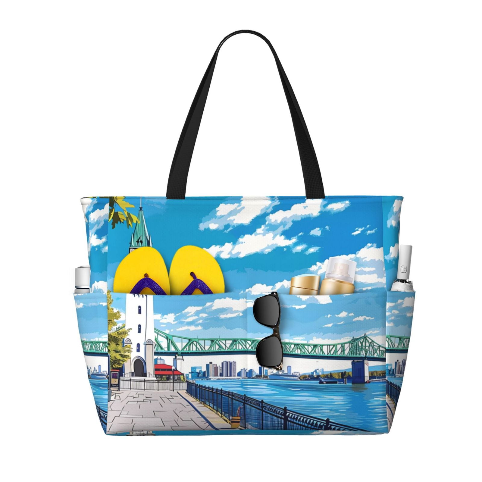 Daiia Urban Riverside Clock Tower Beach Travel Bag - Water-Resistant ...