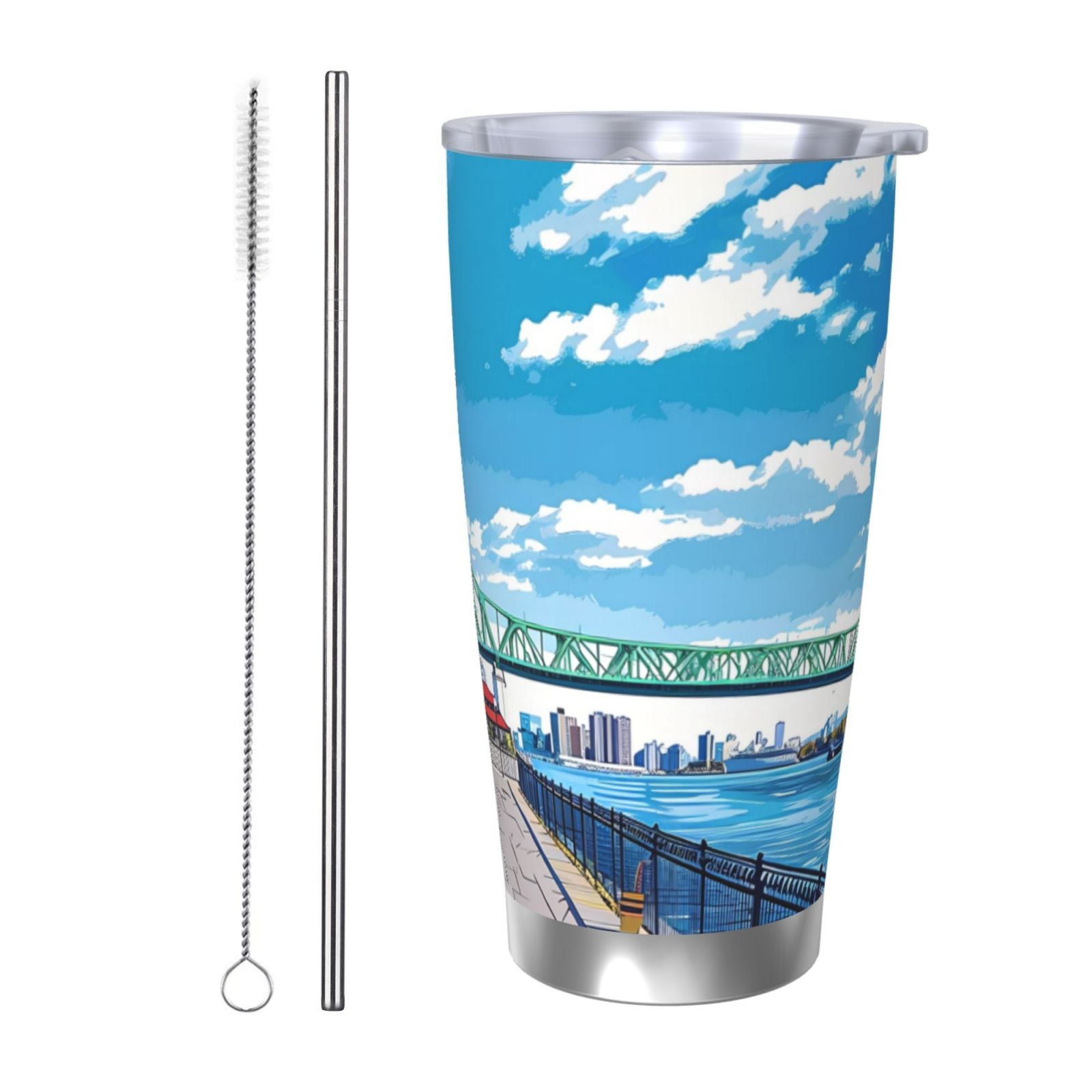Daiia Urban Riverside Clock Tower Printed 20oz Insulated Coffee Cup ...