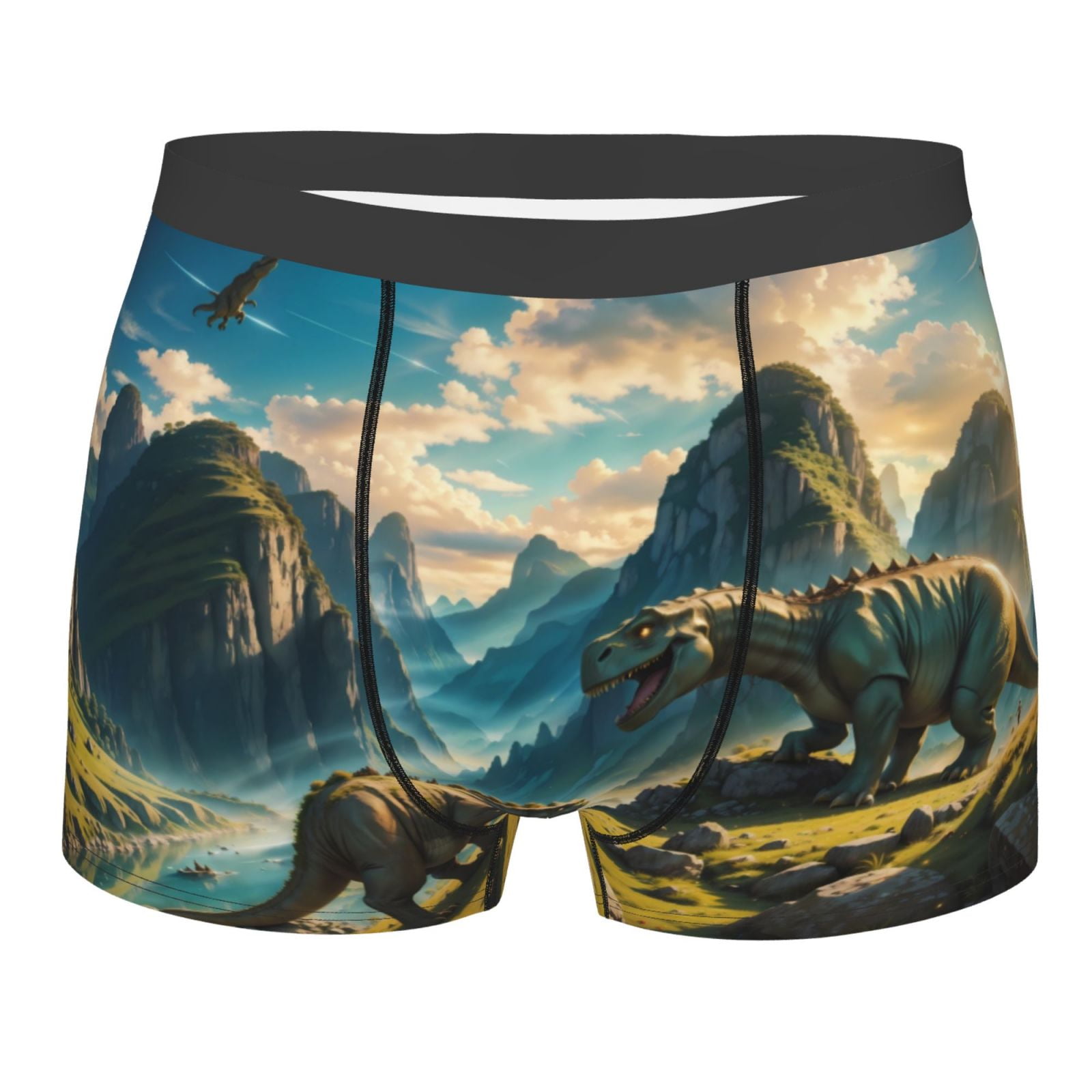 Daiia Valley River Dinosaur Men's Underwear Boxer Briefs, Cotton ...