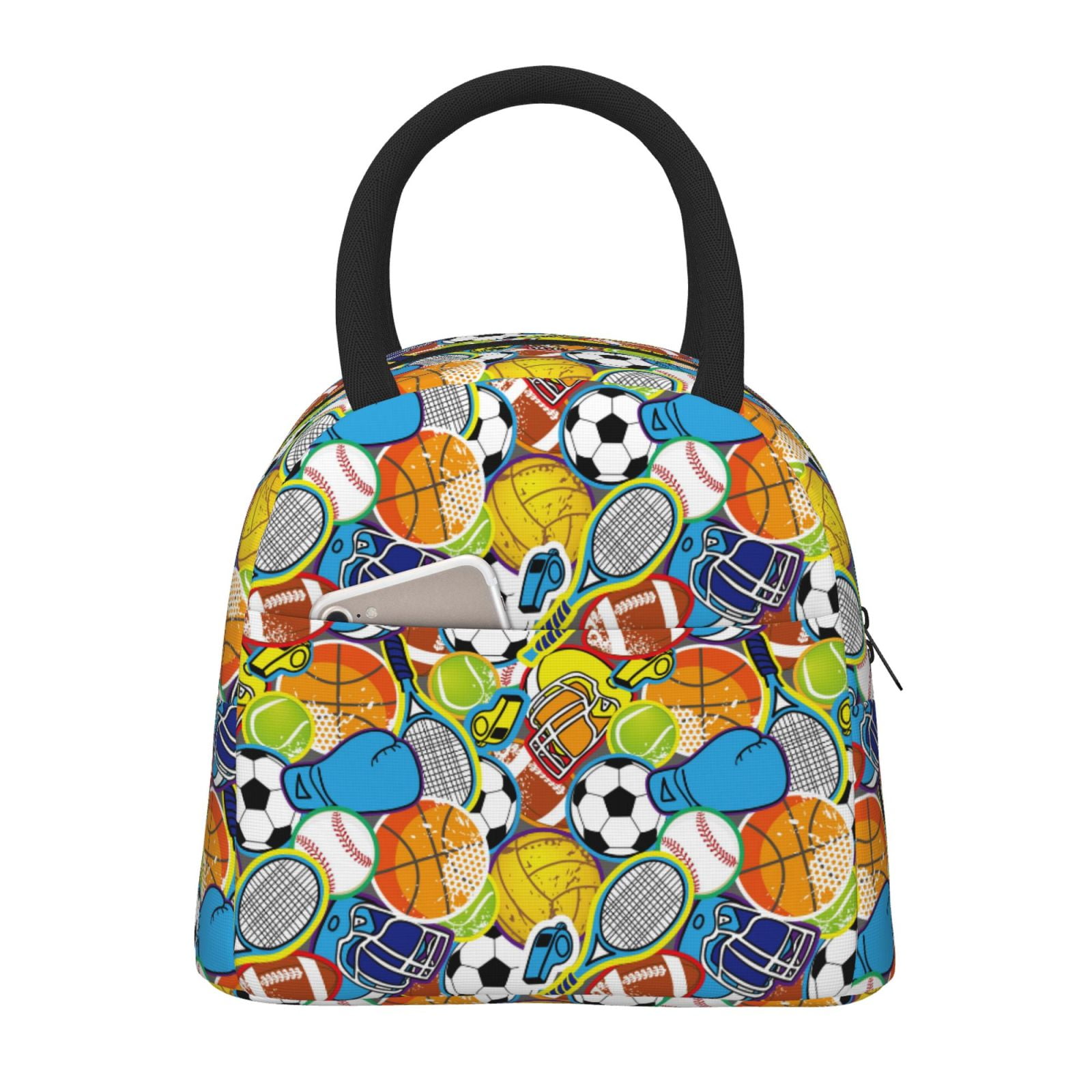 Daiia Various Balls Pattern Lunch Bag , Insulated Lunch Box, Small ...
