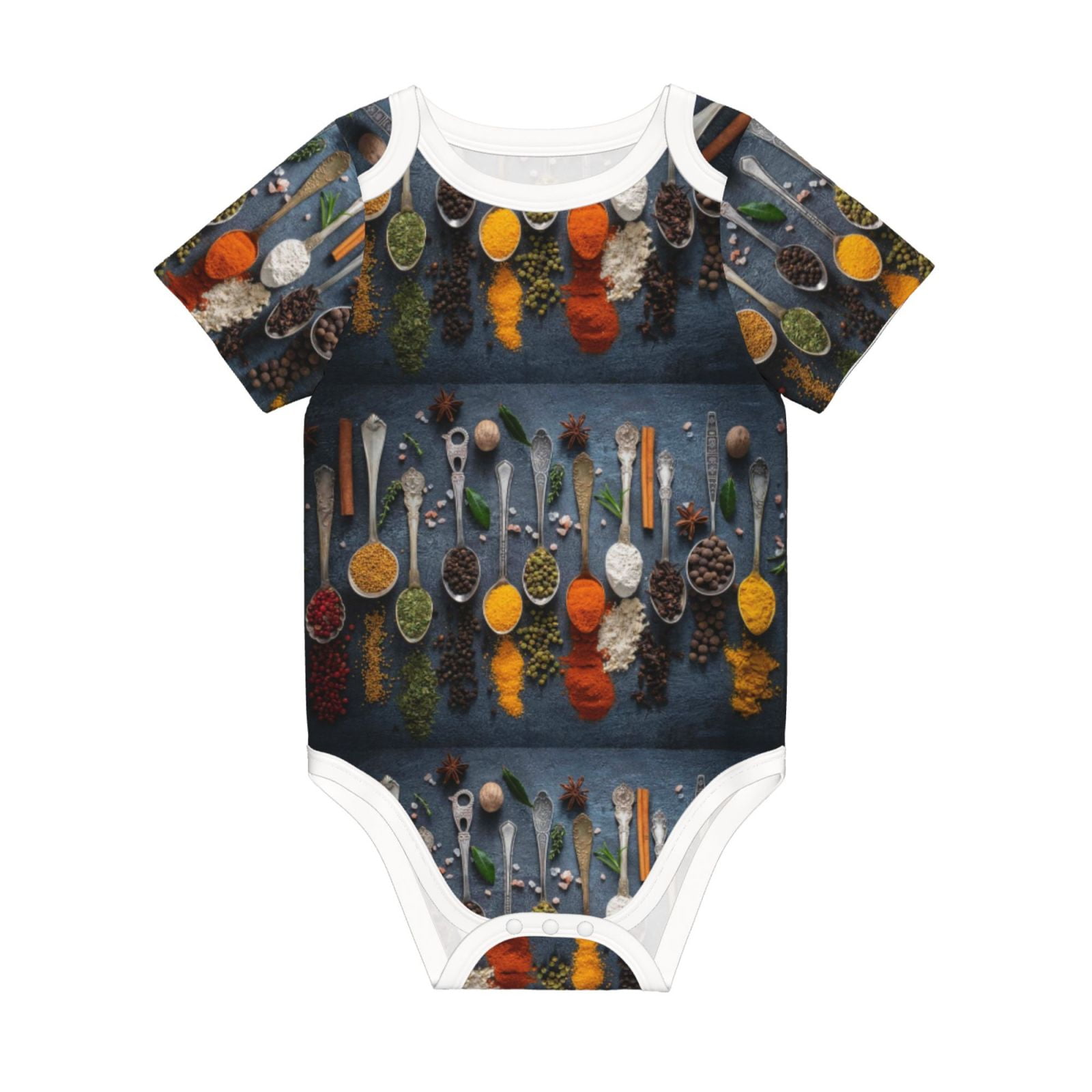 Daiia Various Herbs And Spices In Spoons Printed Unisex-Baby Short ...