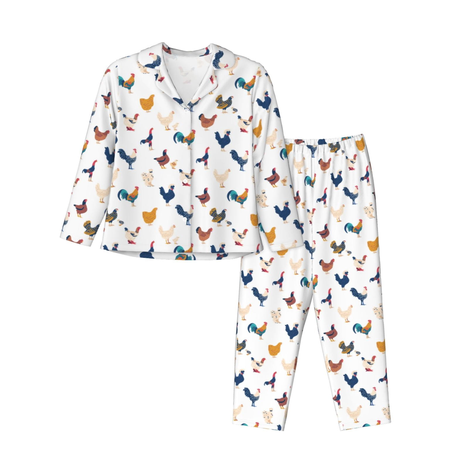 Daiia Various Rooster for Women's Long-Sleeved Pajama Set – Soft ...