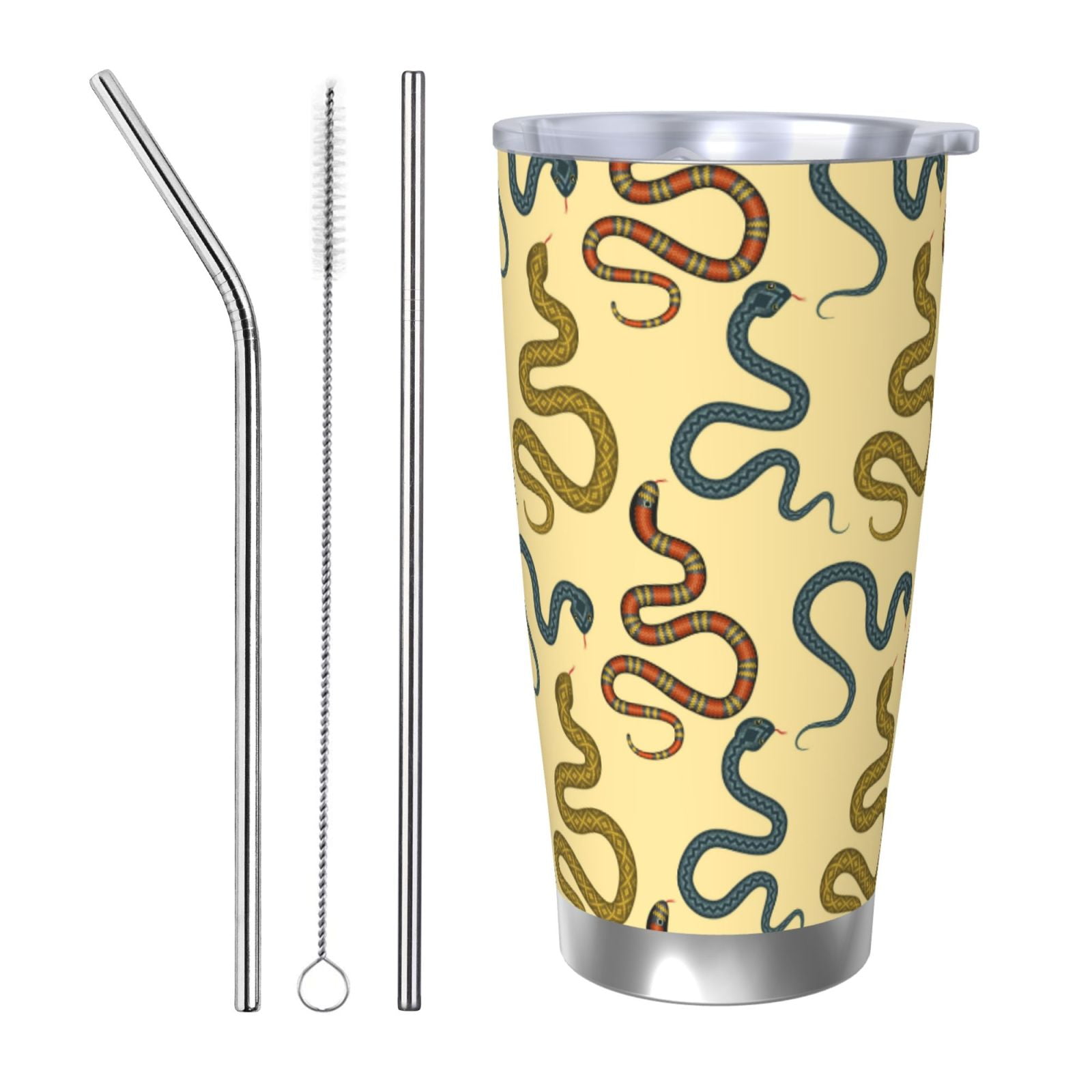 Daiia Various Snake Printed 20oz Insulated Coffee Cup with Straw Topper ...