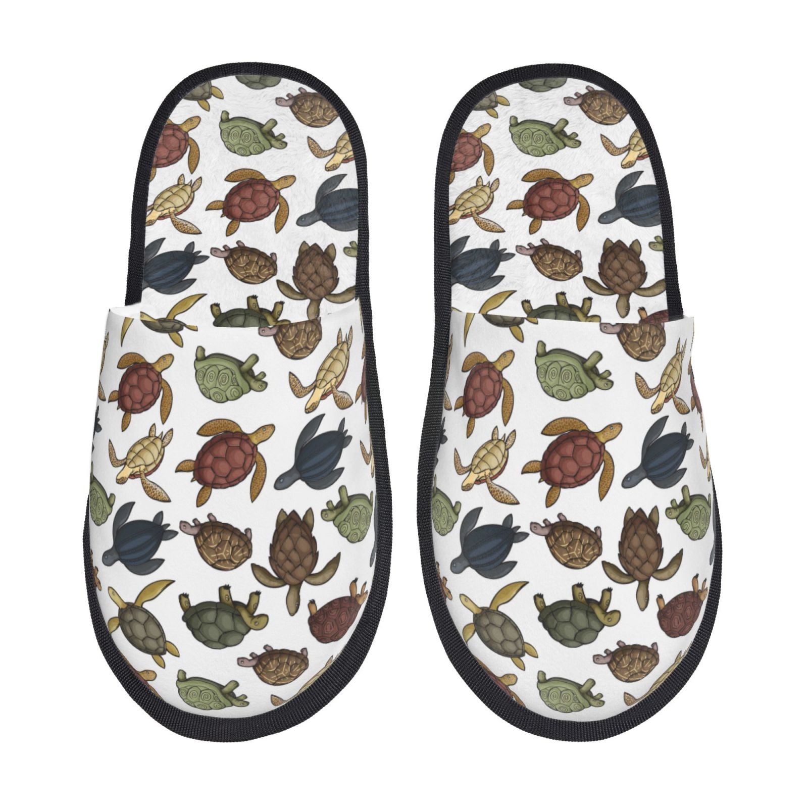 Daiia Various Turtle Pattern Furry Slippers for Women and Men, Soft ...